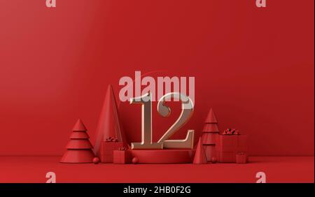 The 12 days of christmas. 12th day festive background. 3D Render Stock ...