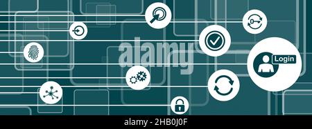 Concept of login with connected icons Stock Photo - Alamy