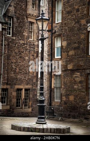 Scotland Edinburgh Edinburgh City Ornate lamp alongside the McEwan Hall ...