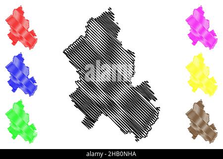 Lalitpur district (Uttar Pradesh State, Republic of India) map vector ...