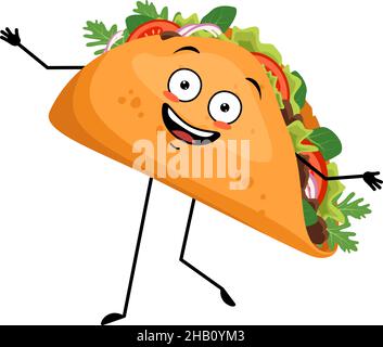 Cute funny Taco character. Vector hand drawn cartoon kawaii character ...