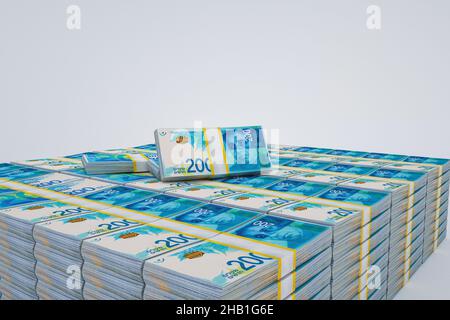 Stack of Israeli money bills of 200 shekel Stock Photo - Alamy