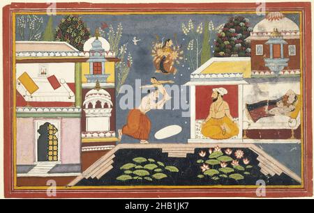 Devaki and vasudeva with child krishna in jail painting, uttar pradesh ...