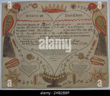 Pennsylvania-Dutch Birth Certificate for Matthew Linkzenbigler Unknown ...