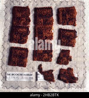 8 Textile Fragments, Unascertainable or Mantle Border Fragments Paracas ...