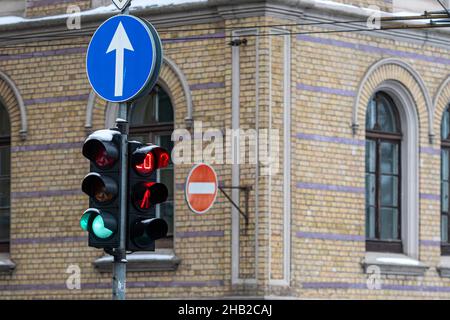Countdown timer on pedestrian crossing,traffic,light,lights, in ...