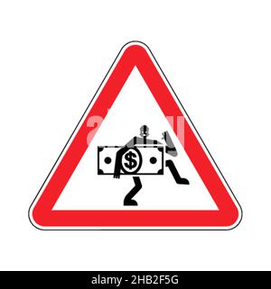 Attention Thief. Caution of Robber. Red triangular road sign Stock ...