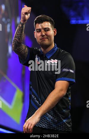 Ryan Meikle during his match against Luke Littler on day seven of the ...