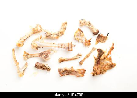Eaten Chicken Bones on White Background Stock Photo - Alamy