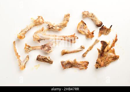 Leftover Chicken Bones on White Background Stock Photo - Alamy