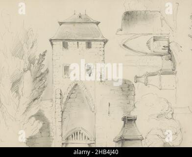 Tower of a city gate at Ahrweiler, 1844 Leaf 10 Recto from a sketchbook with 44 sheets. Rijnland ...