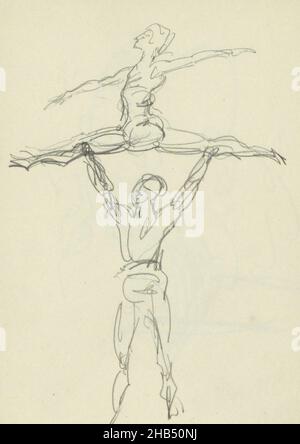 Two Acrobats, 1875 - 1934 An acrobat balances on one leg on the head of ...