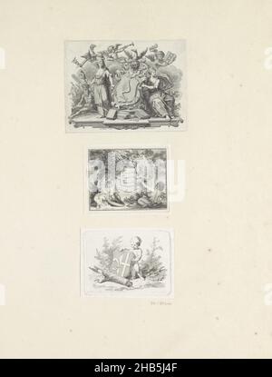 Two vignettes with three putti in the middle of buildings, Jacques ...