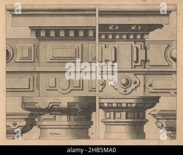 Two Tuscan entablatures and two consoles, Architectura de Oorden ...