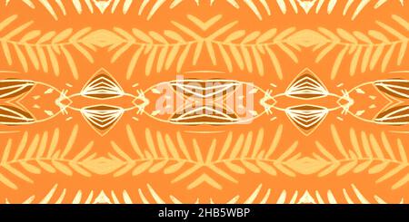 Abstract folk ornament. Seamless ethnic design. Watercolor flower ...