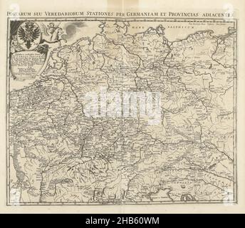 Map of the postal routes through the German Reich, vintage engraving ...