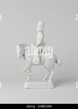 Horse with rider, c. 1700 - c. 1800 Rider of undecorated faience. The ...