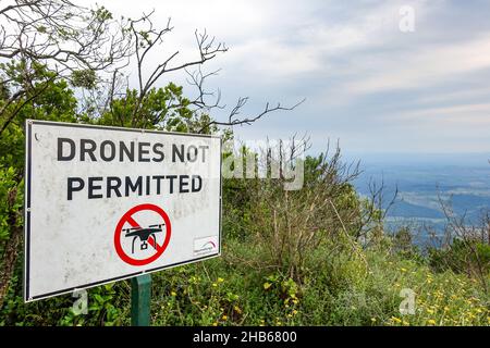 Drones not permitted sign at God's window on South Africa Stock Photo ...