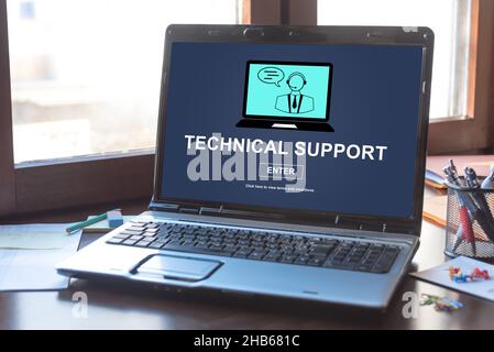 Laptop screen displaying a technical support concept Stock Photo - Alamy