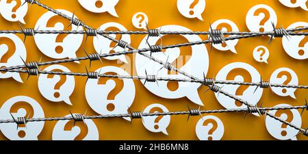 Question marks and barbed wire Stock Photo - Alamy