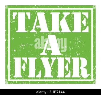 FLYER text written on green trapeze stamp sign Stock Photo - Alamy