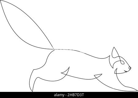 Continuous one line drawing of chipmunk. Squirrel single line art ...