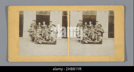 Portrait of a group of unknown boys in front of a building Stock Photo ...