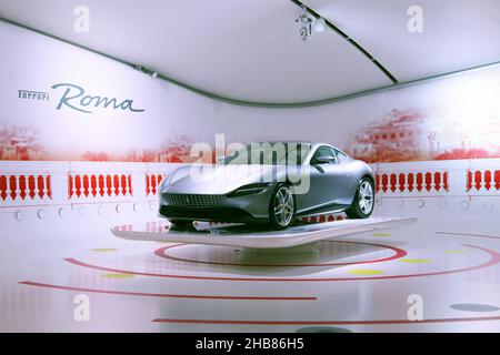 Italy, year 2019, Ferrari Roma super car, italian design, silhouette ...
