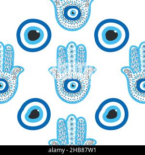 Hamsa eye, magical eye seamless pattern. Magic, witchcraft, occult ...