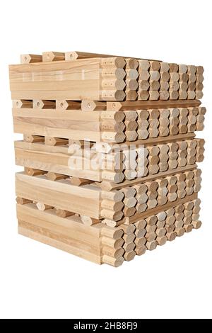 Huge stack of simple tables legs made of solid beechwood material ...