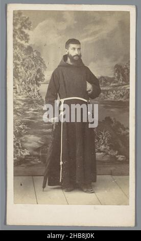 Portrait of an unknown Capuchin monk with rosary and umbrella ...