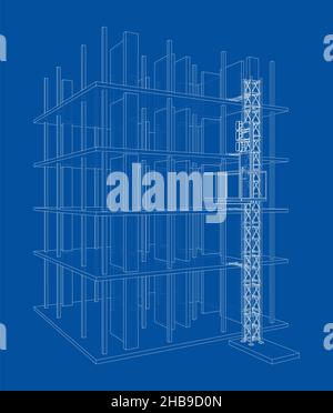 Building under construction with mast lifts Stock Photo - Alamy