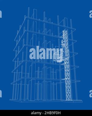 Building under construction with mast lifts Stock Photo - Alamy