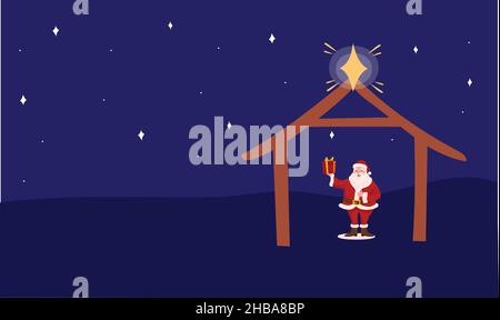 vector illustration of Nativity Scene. Peace, Joy, Christmas background ...