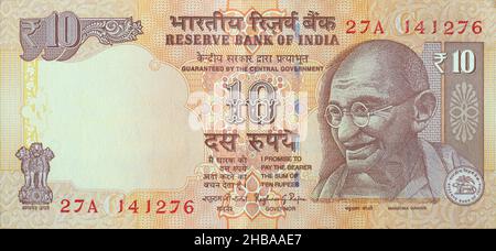 Indian 10 rupee paper currency new note front and back side design ...