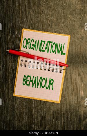 Text showing inspiration Organizational Behaviour. Word for the study ...