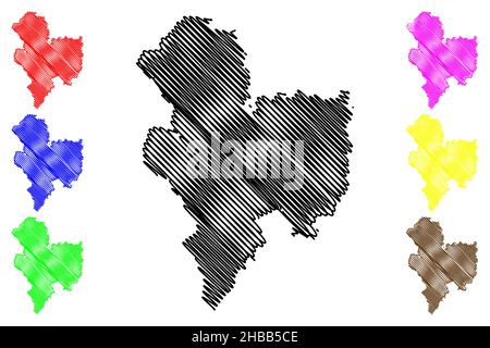 Malda district (West Bengal State, Republic of India) map vector ...