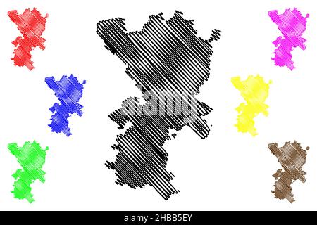 Mahendragarh district (Haryana State, Republic of India) map vector ...