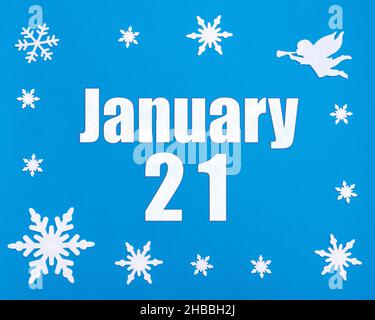 January 21st . Day 21 of month, Calendar date. Wooden blocks folded ...