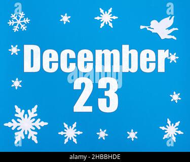 December 23rd. Day 23 of month, Calendar date. White plate of soil with ...