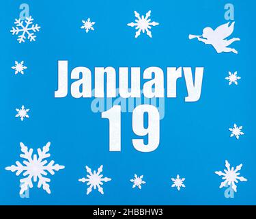 January 19th. Day 19 of january month, calendar on yellow background ...