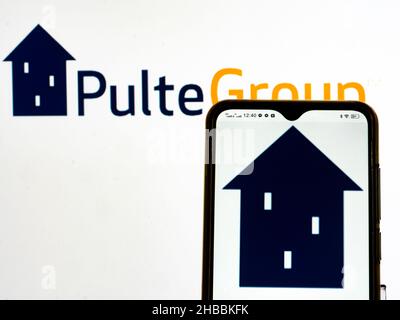In this photo illustration the PulteGroup logo seen displayed on a ...
