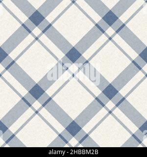 Farmhouse blue plaid seamless pattern. Vintage style twill all over ...