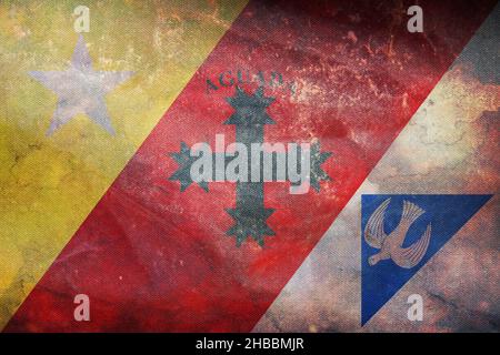 Top view of retro flag Aguada, Santander Colombia with grunge texture ...
