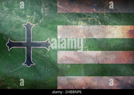 official flag of Anasco untied states of America at cloudy sky ...