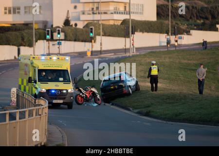 RTC car and Motorbike closing main road Stock Photo - Alamy