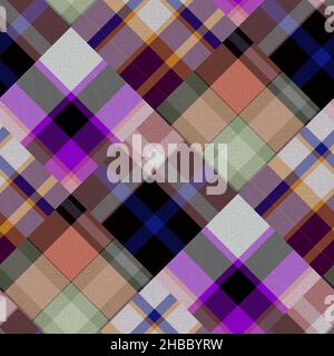 Diagonal madras patchwork plaid cotton pattern. Seamless quilting ...