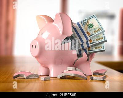 Pink piggy bank, savings concept. 3d rendering Stock Photo - Alamy
