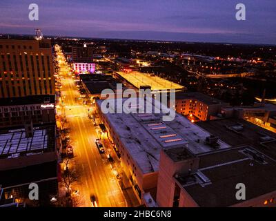 Downtown Appleton Wisconsin in the early morning before people start ...
