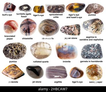 set of various mudstone rocks isolated on white background Stock Photo ...